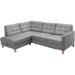 exxpo - sofa fashion Ecksofa &raquo;Elio, kompakt & bequem, zeitloses Design, Breite 228cm, L-Form&laquo; wahlweise mit Bettfunktion und Bettkasten grau B/H/T: 