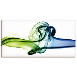Artland Leinwandbild &raquo;Aufeinanderprallen von blau und gr&uuml;n&laquo; Muster 1 Stk. tlg. auf Holzrahmen gespannt wei&szlig; B/H/T: 100cm x 50cm, Leinwandbild Muster 