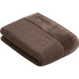 Vossen Badetuch &raquo;Pure&laquo; Baumwolle & VEGAN, mit eleganter Veloursbord&uuml;re braun Frottier, Obermaterial: 100% Baumwolle B/L: 67cmx140cm, 1 Stk., Frottier