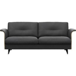 FLEXLUX 2,5-Sitzer &raquo;Glow Sofa, Couch,&laquo; Premium-Sitz: Kaltschaum & Federkern, Arml. ge&ouml;lte Eiche, Fu&szlig; Alu schwarz 100% Echteder B/H/T: 191cm x 81cm x 
