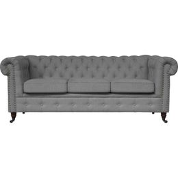 Home Affaire Chesterfield-Sofa &raquo;Aarburg&laquo; aufw&auml;ndige Knopfheftung und Ziern&auml;gel im Chesterfield-Design grau 100% Polyester B/H/T: 203cm x 77cm x 87cm, 