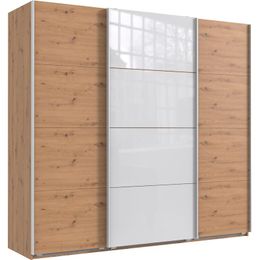 wimex Schwebet&uuml;renschrank &raquo;Norderstedt&laquo; INKLUSIVE 2 Stoffboxen und 2 zus&auml;tzliche Einlegeb&ouml;den, mit Glast&uuml;r wei&szlig; Holzwerkstoff Artisan Eiche Nachbildung, B/H