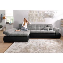 DOMO collection Ecksofa &raquo;MORIC 300x172 cm, XXL-Sofa mit viel Platz, L-Form, auch in Cord&laquo; wahlweise mit Bettfunktion und Armteilverstellung. Schwarz-