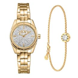 DKNY Damen DKNY Quarzuhr &raquo;Evening Watch&laquo; Armbanduhr, Damenuhr, Edelstahlarmband, Ideal auch als Geschenk gold Einheitsgr&ouml;&szlig;e
