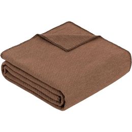 Ibena Wohndecke &raquo;Charlotte mit GOTS&laquo; mit gewebter Struktur braun Baumwolle B/L: 140cm x 200cm