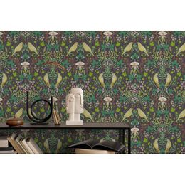 marburg Vliestapete &raquo;Botanical Breeze&laquo; botanisch moderne Tapete f&uuml;r Wohnzimmer Schlafzimmer K&uuml;che schwarz Vlies B/L: 0,53m x 10,05m, Rollen: 1