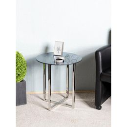 HAKU Beistelltisch &raquo;Sofatisch, Wohnzimmertisch&laquo; 1 Stk. tlg. rund - aus Metall Silber - &Oslash;/H 50/55 cm grau B/H/T: 50cm x 55cm x 50cm, Ablage get&ouml;nt
