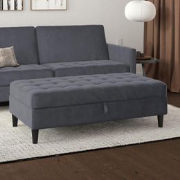 Stauraumhocker &raquo;Presley&laquo; Polsterhocker mit Stauraum, frei im Raum stellbar, Sitzh&ouml;he 43 cm grau B/H/T: 130cm x 43cm x 69cm, Samtvelours