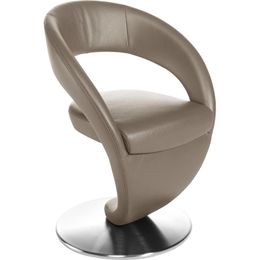 K+w Komfort & Wohnen K+W Komfort & Wohnen Esszimmerstuhl &raquo;Wave, Drehstuhl, Polsterstuhl&laquo; () Design-Drehstuhl, Drehteller in Edelstahloptik grau Bronco: Nappaleder 