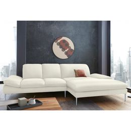 W.Schillig Ecksofa &raquo;enjoy&MORE, Designsofa, elegant und bequem, L-Form&laquo; mit Sitztiefenverstellung, F&uuml;&szlig;e silber matt, Breite 310 cm wei&szlig; Chenille-