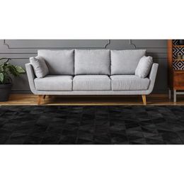 Padiro Fellteppich &raquo;Lavin 325 Lederteppich&laquo; rechteckig 8 mm H&ouml;he 100 % Rindslederfell, Unikat schwarz Rindsleder B : 80cm 1 Stk., 8mm, L: 150cm