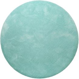 Teppich &raquo;Pisa&laquo; rund 25 mm H&ouml;he Hochflor, Microfaser, uni, weich, Shaggy, Wohnzimmer, Schlafzimmer blau Polyester &Oslash; 200cm 1 Stk., 25mm, &Oslash; 200cm