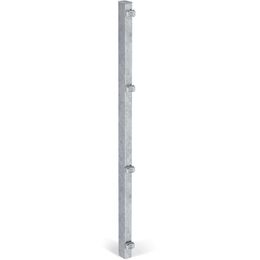 Alberts Zaunpfosten &raquo;60x40 mm f&uuml;r Doppelstabmattenzaun&laquo; 127,5 cm, zur Befestigung mit Einschlag-Bodenh&uuml;lse oder Pfostentr&auml;ger grau Stahl 127,5cm