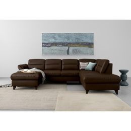 Sit & More sit&more Wohnlandschaft &raquo;Mellum U-Form&laquo; Federkern, wahlweise mit Schlaffunktion, Stauraum und Armteilfunktion braun 100% Polyester B/H/T: 306cm x 87cm