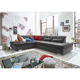 Die PlanBar Ecksofa &raquo;MP-IN17004 L-Form, Breite 323 cm, mit Federkern-Polsterung&laquo; inkl. Sitztiefenverstellung, wahlweise weitere Funktionen grau 100% 