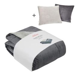 s.Oliver Wohndecke &raquo;Doublesoft, Kuscheldecke, Deal, Kissen geschenkt!&laquo; Kuscheldecke 150x200 cm, GRATIS-Zugabe:2x Kissenh&uuml;lle (Rei&szlig;verschluss) grau 
