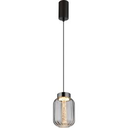 Globo LIGHTING H&auml;ngeleuchte &raquo;FLUORO&laquo; LED-Modul 1 Stk. Warmwei&szlig; H&auml;ngelampe Glas rauchfarben elegant Acryl mit Luftblasen schwarz &Oslash; 15cm H: 150cm, 1 Stk