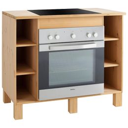 Home Affaire Herdumbauschrank &raquo;Oslo&laquo; 100 cm breit, in 2 Tiefen, massiver Kiefer, mit 23 mm Arbeitsplatte beige Massivholz beize wax, B/H/T: 100cm x 