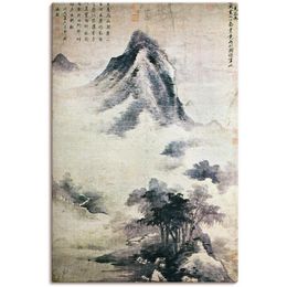Artland Leinwandbild &raquo;Landschaft nach dem Regen, 13.-14.JH&laquo; Berge 1 Stk. tlg. auf Holzrahmen gespannt schwarz Leinwand B/H/T: 40cm x 60cm, Leinwandbild Berge 