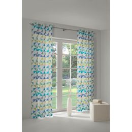 WIRTH Vorhang &raquo;Berlare&laquo; Schlaufen 1 Stk. tlg. blau Jacquard, Baumwolle, Polyester 145cm, Schlaufen, 132cm