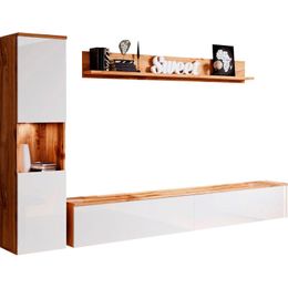 OTTO home Wohnwand &raquo;PARIS, Vitrine T&uuml;ranschlag links/rechts wechselbar&laquo; Komplett-Set, 3 Stk. tlg. wei&szlig; B/H/T: 220cmcm x 130cmcm x 33cmcm