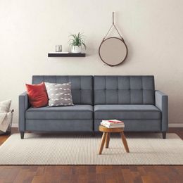 3-Sitzer &raquo;Hartford II&laquo; Bettfunktion, R&uuml;ckenlehne 2-teilig, 3-fach verstellbar, Sitzh&ouml;he 43 cm grau Veloursstoff 100% Polyester B/H/T: 203cm x 83cm x 