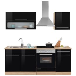 KOCHSTATION K&uuml;chenzeile &raquo;KS-Eton&laquo; ohne E-Ger&auml;te, Breite 210 cm schwarz B/H/T: 210cm x 60cm