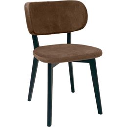 massivline&more 4-Fu&szlig;stuhl &raquo;Luxy Stuhl, Esszimmerstuhl, K&uuml;chenstuhl&laquo; () 2 Stk.Buche schwarz braun Polyester B/H/T: 52cm x 83cm x 59,5cm, 2 Stk., 