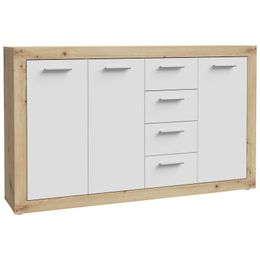 FORTE Sideboard &raquo;Baccio&laquo; Breite 153 cm, H&ouml;he 92 cm, 3 T&uuml;ren und 4 Schubk&auml;sten wei&szlig; Holzwerkstoff B/H/T: 152,6cm x 91,5cm x 34cm, 4 Stk., 3 Stk.