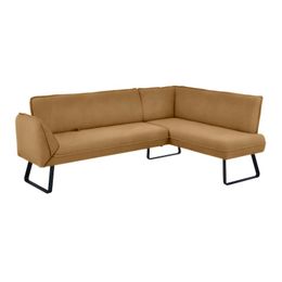 K+w Komfort & Wohnen K+W Komfort & Wohnen Eckbank &raquo;Drive&laquo; mit Seitenteilverstellung am langem Schenkel zur Sitzplatzerweiterung gelb B/H/T: 91cm x 68cm, Leder CLOUD, 