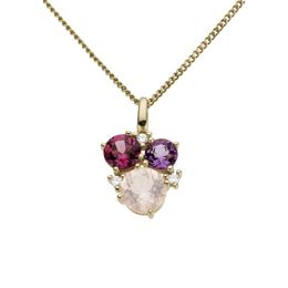 Firetti Damen Kettenanh&auml;nger &raquo;Schmuck Geschenk Gold 333 Halsschmuck Anh&auml;nger f&uuml;r Halskette Amethyst&laquo; mit Amethyst, Pink Rhodolit, Rosenquarz - mit 