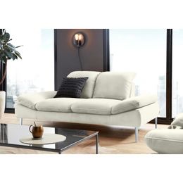 W.Schillig 2-Sitzer &raquo;enjoy&MORE&laquo; mit Sitztiefenverstellung, F&uuml;&szlig;e Chrom gl&auml;nzend, Breite 202 cm wei&szlig; Chenille-Flachgewebe R66 (85% Polyester, 15% Nylon