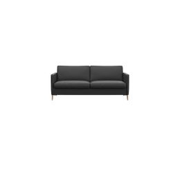 FLEXLUX 2,5-Sitzer &raquo;Fiore, super bequem durch Kaltschaum im Sitz&laquo; schmale Armlehnen, F&uuml;&szlig;e Alu+ Eiche schwarz 100% Echteder B/H/T: 181cm x 85cm x 92cm,