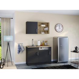 KOCHSTATION Pantryk&uuml;che &raquo;KS-Mali&laquo; Breite 110 cm, mit E-Ger&auml;ten grau B/H/T: 110cm x 200cm x 60cm