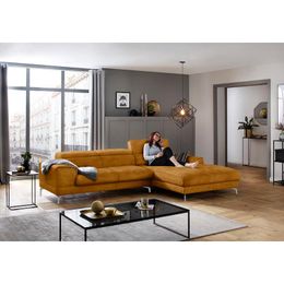 W.Schillig Ecksofa &raquo;piedroo, Designsofa mit tollem Sitzkomfort, bequem und elegant, L-Form&laquo; Kopfteilverstellung, wahlweise mit Sitztiefenverstellung, 