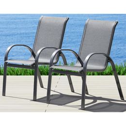 Merxx Gartenstuhl &raquo;Amalfi&laquo; (Set) 2 Stk.2er Set, Alu/Textil, stapelbar, anthrazit grau Obermaterial: 100% Polyester B/H/T: 56cm x 94cm x 74cm, 2 Stk.