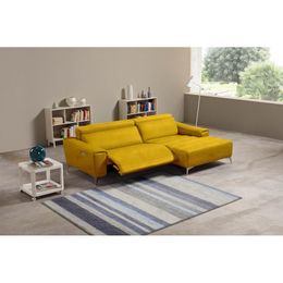 Egoitaliano Ecksofa &raquo;Suzette, Designsofa mit hohem Sitzkomfort&laquo; mit Recamiere, inkl. 1 elektronischen Relaxfunktion, L-Form gelb Luxus-Micofaser Lederoptik (100% 