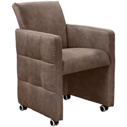 exxpo - sofa fashion Esszimmersessel &raquo;Barista, Loungesessel auf Rollen mit hoher Bodenfreiheit&laquo; Barista Clubsessel auf Rollen mit schmalen Armlehnen, 