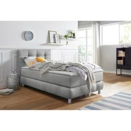 Home Affaire Boxspringbett &raquo;Salo&laquo; incl. Topper, 6 Breiten, 2 H&auml;rtegrade, TFK auch in H&auml;rtegrad 4 grau Struktur (100% Polyester);Bezug der 