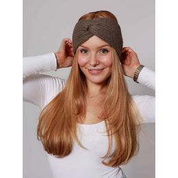 Zwillingsherz Damen Stirnband &raquo;"Rippe"&laquo; breit, gerippt, mit Knotendetail braun Einheitsgr&ouml;&szlig;e