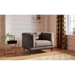 Home Affaire Sessel &raquo;Chamby&laquo; mit Holzrahmen unten und Steppung im Lehnenbereich braun Luxus-Microfaser Lederoptik (100% Polyester), Scheuertouren: 