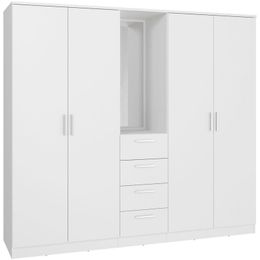 FORTE Kleiderschrank &raquo;Dreht&uuml;renschrank, Spiegel, Schubladen, viel Stauraum&laquo; B/H/T 199/181/52,7, Spiegel, Stauraum,Schubladen, FSC Holzwerkstoff Wei&szlig;, 