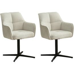 ByLiving Esszimmerstuhl &raquo;MEXICO&laquo; (Set) 2 Stk.360&deg; drehbar, Taschenfederkern, Doppelte Aufpolsterung im R&uuml;cken Metall, Stoff B/H/T: 65cm x 87cm x 67cm,