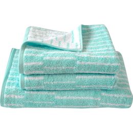 Dyckhoff Handtuch Set &raquo;Cool Mint Panels&laquo; Set 3 Stk. Walkfrottier 2 Handt&uuml;cher (50x100cm), 1 Duschtuch (70x140cm) gr&uuml;n Walkfrottier, Obermaterial: 100% 