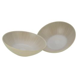 Creatable Salatsch&uuml;ssel &raquo;Vesuvio, Salatsch&uuml;ssel 24 cm 2er Set&laquo; 2 Stk. aus Steinzeug Seidenmatte Spezialglasur, Ausdruckstarkes Relief beige Steinzeug 