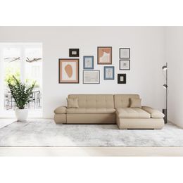 DOMO collection Ecksofa &raquo;MORIC 300x172 cm, XXL-Sofa mit viel Platz, L-Form, auch in Cord&laquo; wahlweise mit Bettfunktion und Armteilverstellung, cappucino