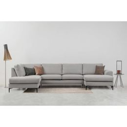 OTTO home Wohnlandschaft &raquo;Henry, U-Form, Breite 363 cm&laquo; mit Metallbeinen, Wellenunterfederung, wasserabweisender Stoff beige 100% PES B/H/T: 363cm x 