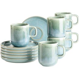 M&auml;ser M&Auml;SER Espressotasse &raquo;Cordelia, Espressotassen Set, aus Steinzeug&laquo; 12er Set, bestehend aus 6 Tassen und 6 Untertassen gr&uuml;n Steinzeug &Oslash; 5,5cm x 6,5cm, 