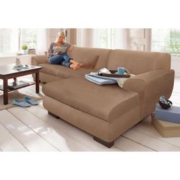 Home Affaire Ecksofa &raquo;Nika zeitlos und elegant, L-Form&laquo; wahlweise mit Bettfunktion, auch in Cord braun Primabelle-Microfaser (100% Polyester);Struktur