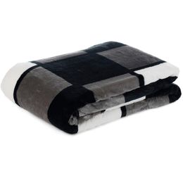 G&ouml;zze Wohndecke &raquo;Antigua&laquo; mit modernem Karo, Kuscheldecke, 150x200 cm schwarz Polyester B/L: 150cm x 200cm
